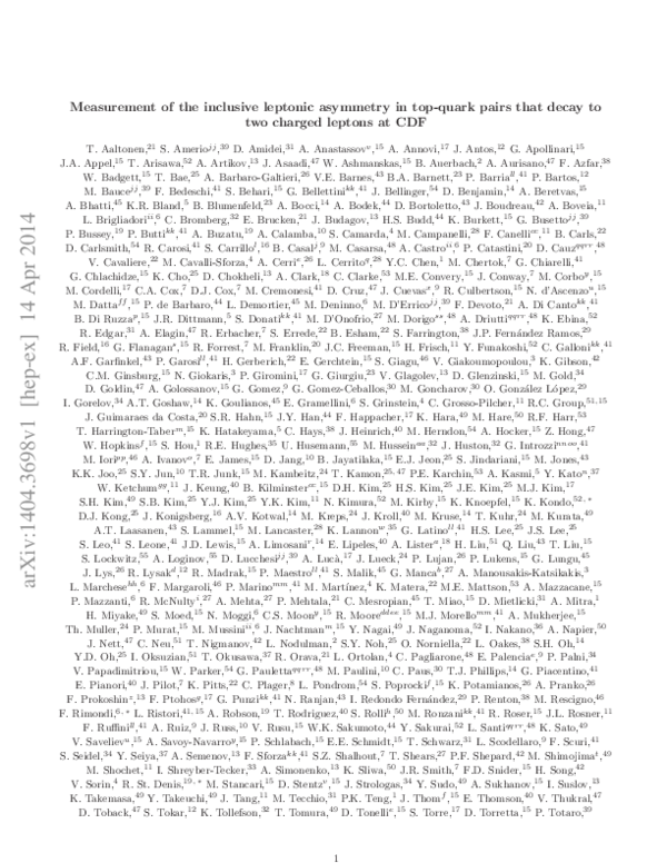 (PDF) Measurement of the inclusive leptonic asymmetry in top-quark ...