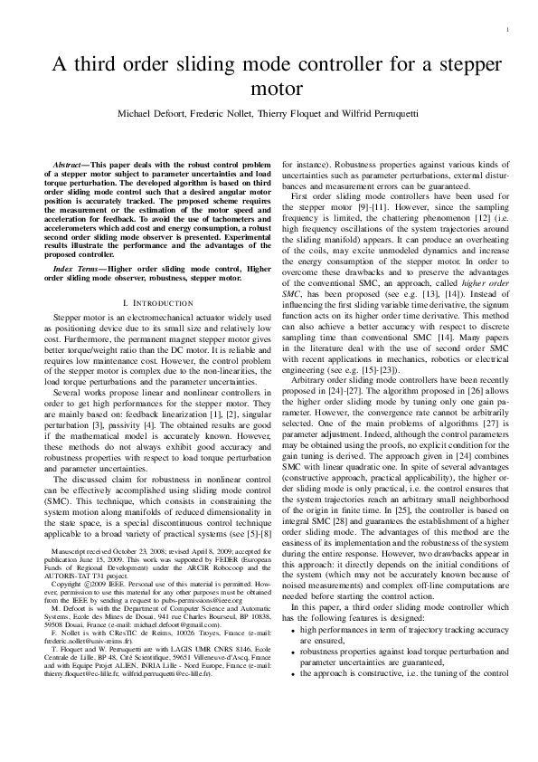 (PDF) A third-order sliding-mode controller for a stepper motor