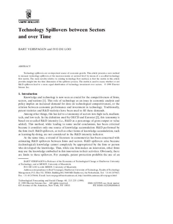 (PDF) Technology Spillovers between Sectors