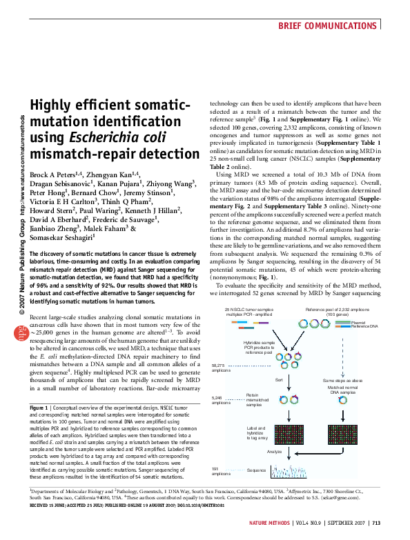 Pdf Highly Efficient Somatic Mutation Identification Using