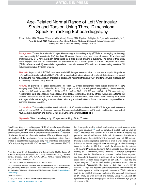 (PDF) Age-Related Normal Range of Left Ventricular Strain and Torsion ...