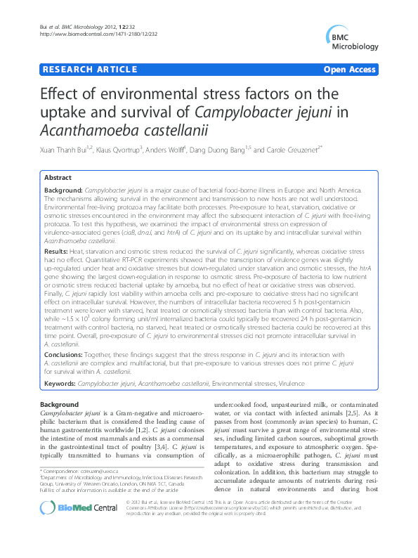 (PDF) Effect of environmental stress factors on the uptake and survival ...