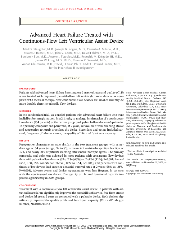 (PDF) Advanced Heart Failure Treated with Continuous-Flow Left ...