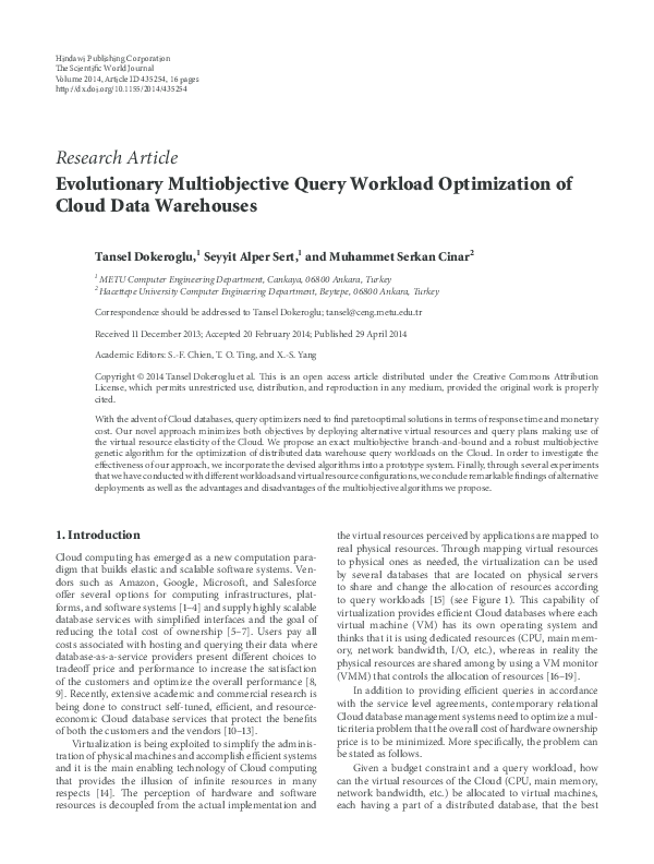 Pdf Evolutionary Multiobjective Query Workload Optimization Of Cloud 3671