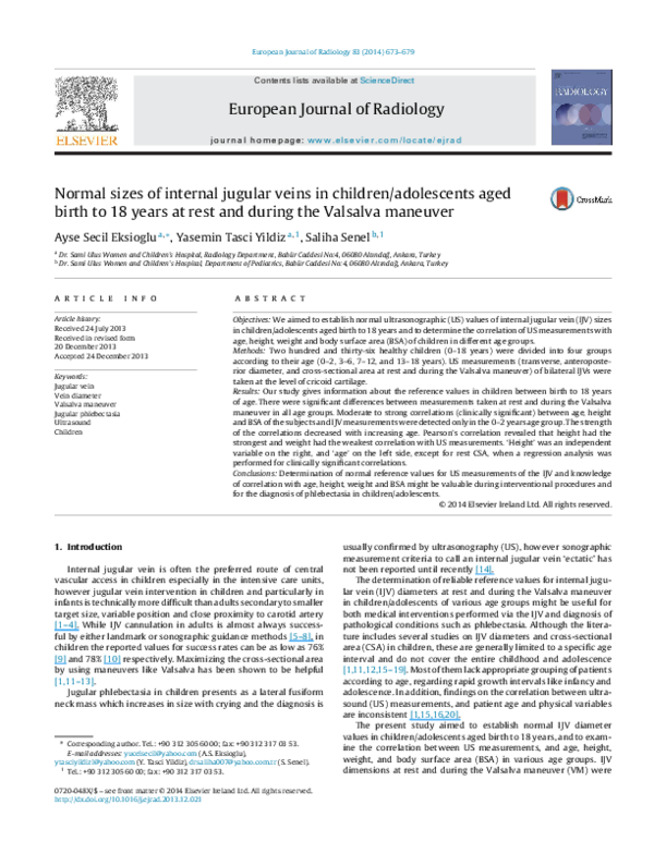 (PDF) Normal sizes of internal jugular veins in children/adolescents ...