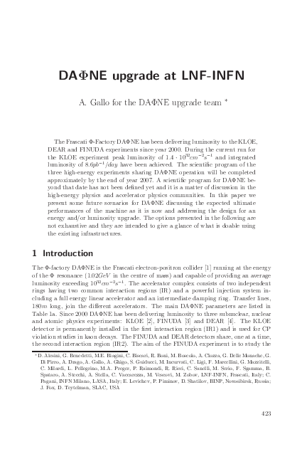 (PDF) DAFNE Upgrade at LNF-INFN