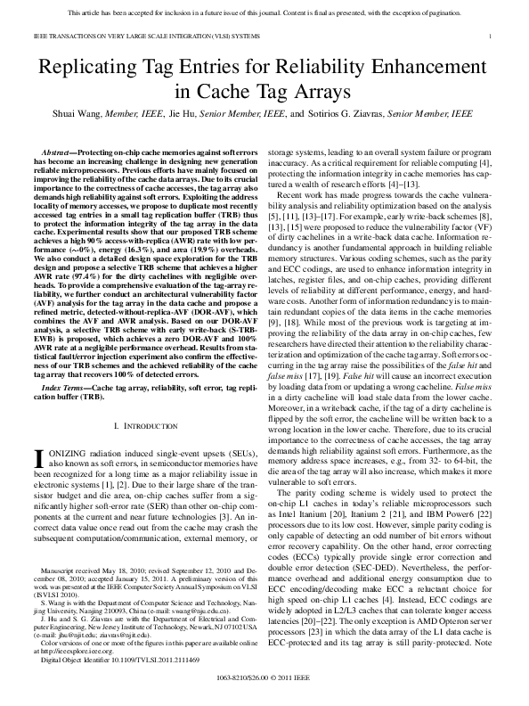 (PDF) Replicating Tag Entries for Reliability Enhancement in Cache Tag ...