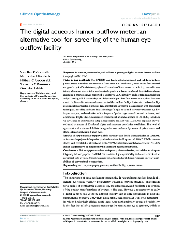 (PDF) The digital aqueous humor outflow meter: an alternative tool for ...