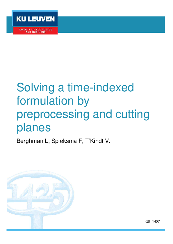 (PDF) Solving a Time-Indexed Formulation by Preprocessing and Cutting Planes