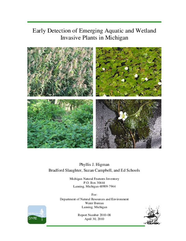 (PDF) Early Detection of Emerging Aquatic and Wetland Invasive Plants ...