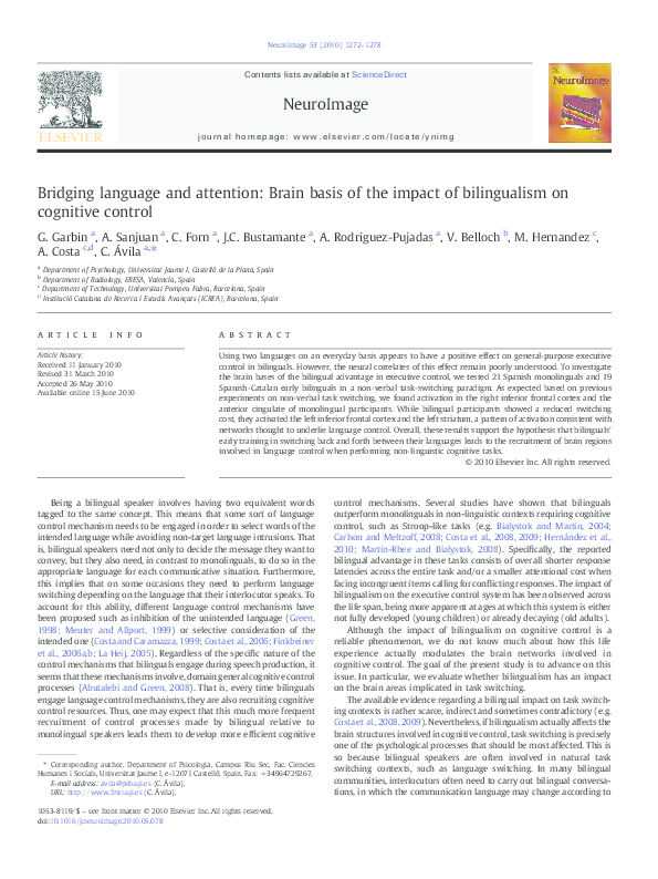 (PDF) Bridging language and attention: Brain basis of the impact of ...