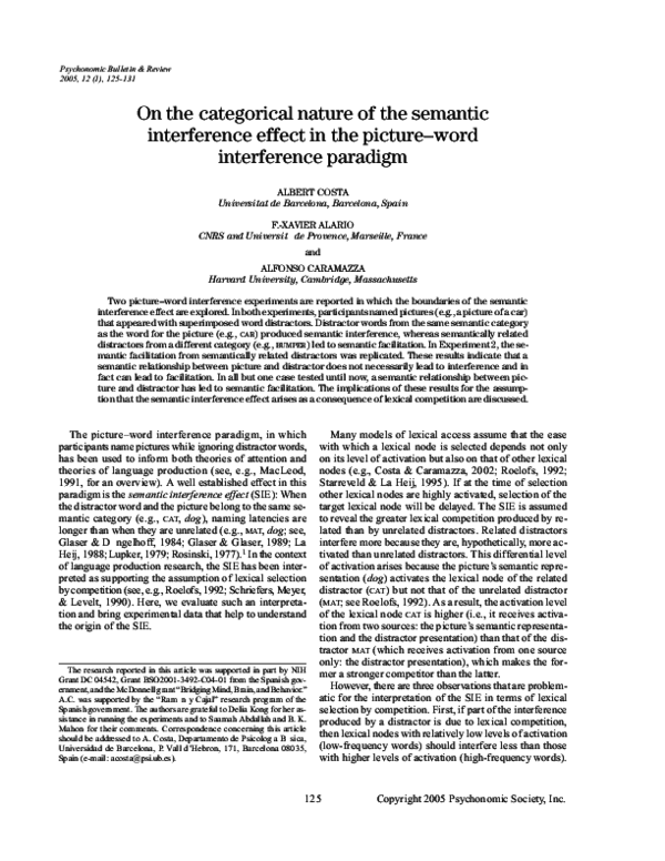 (PDF) On the categorical nature of the semantic interference effect in ...