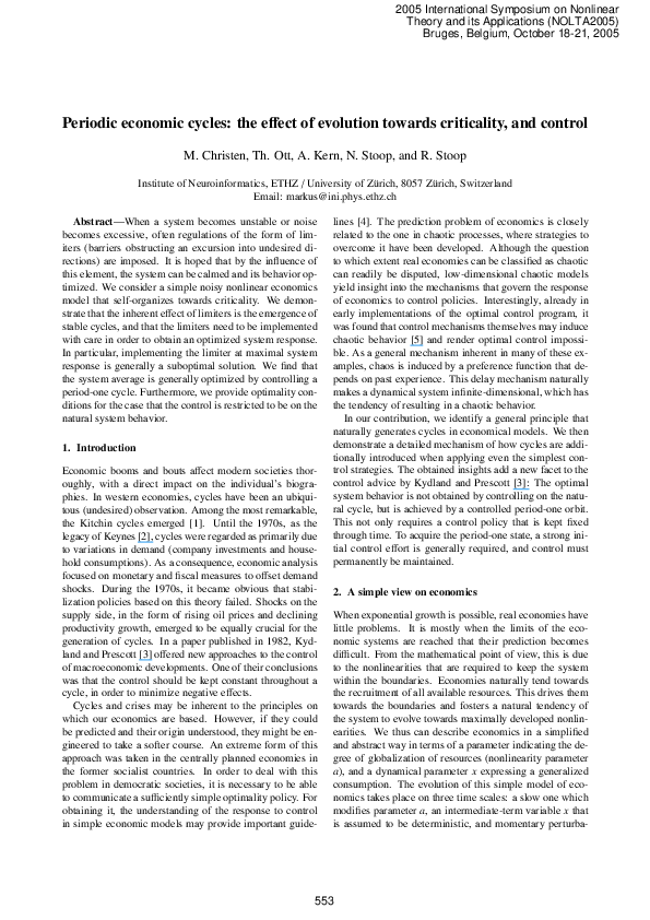 (PDF) Periodic economic cycles: the effect of evolution and control ...