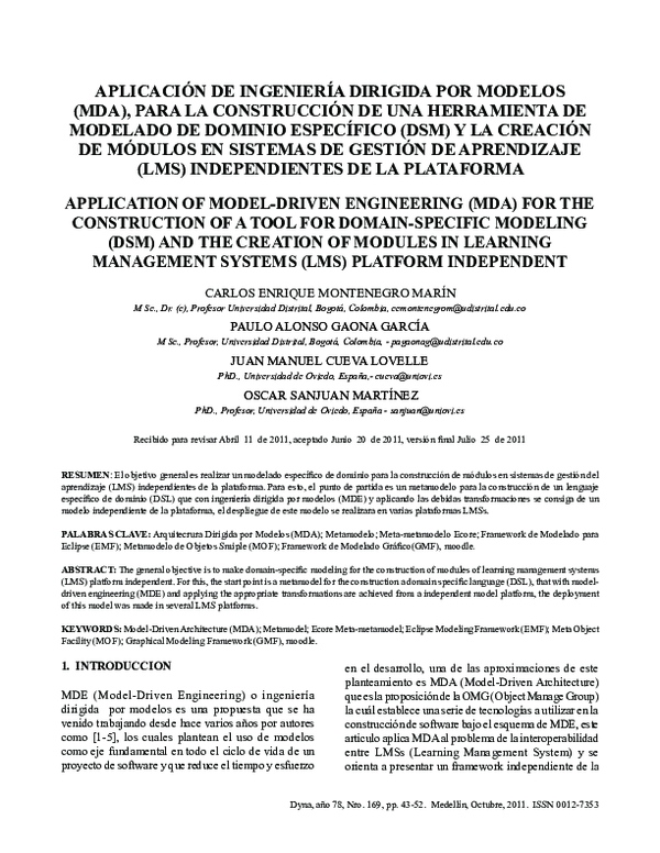 (PDF) Application of model-driven engineering (MDA) for the ...