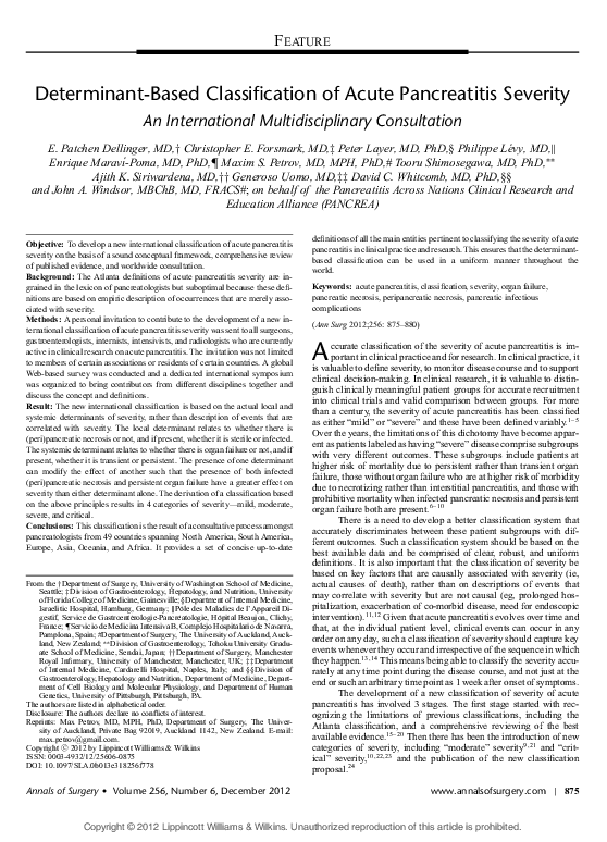 (PDF) Determinant-Based Classification of Acute Pancreatitis Severity