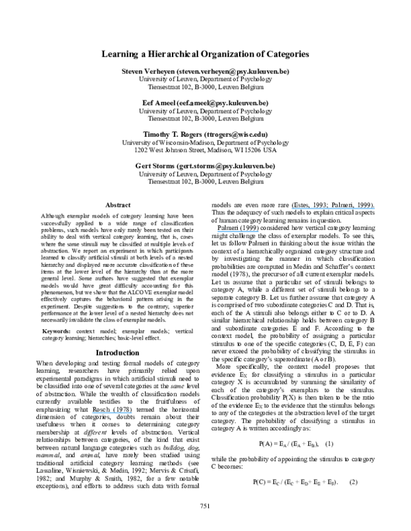 (PDF) Learning categories at different levels of abstraction