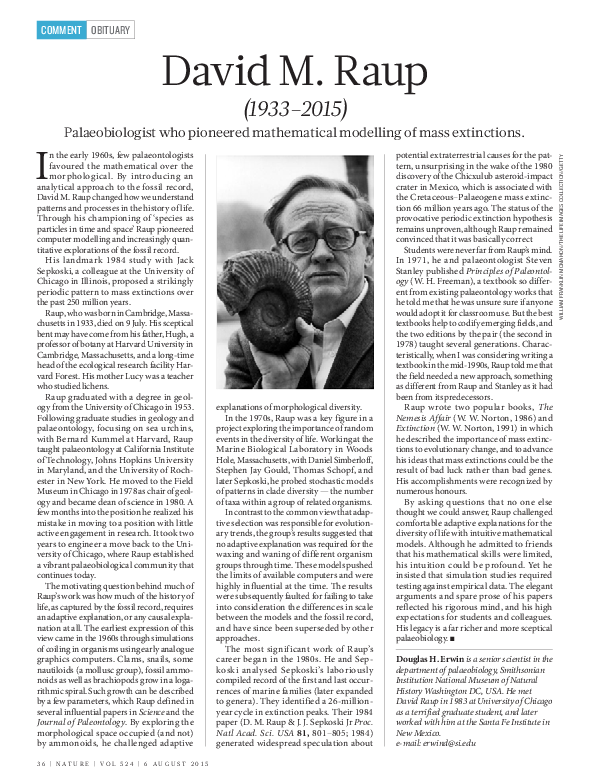 (PDF) David M. Raup (1933–2015)