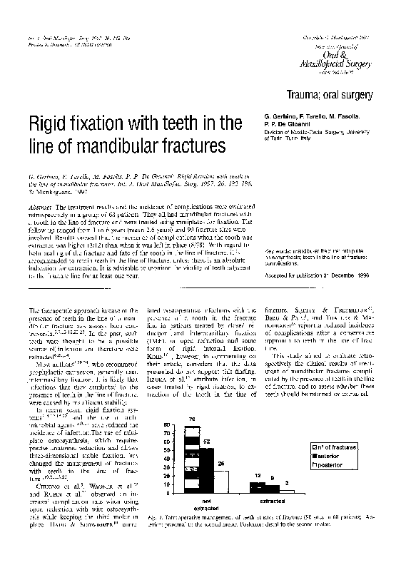 (PDF) Rigid fixation with teeth in the line of mandibular fractures