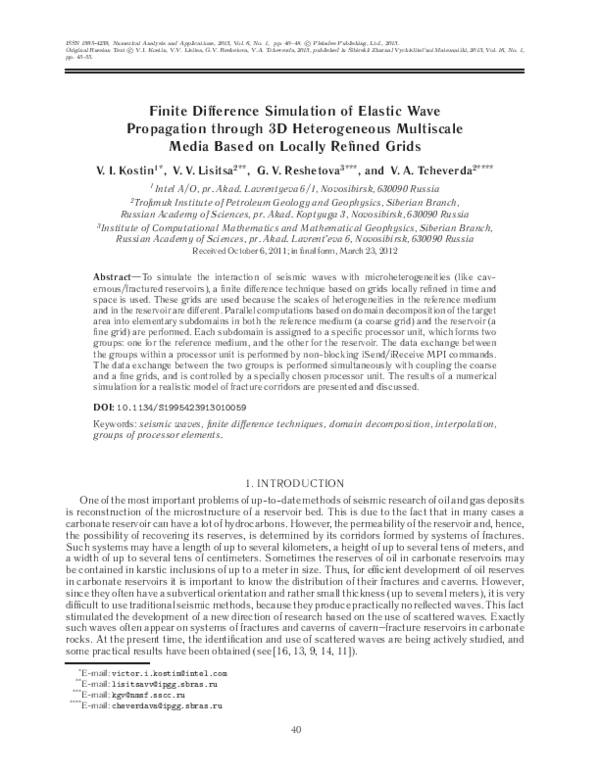 Pdf Finite Difference Simulation Of Elastic Wave Propagation Through