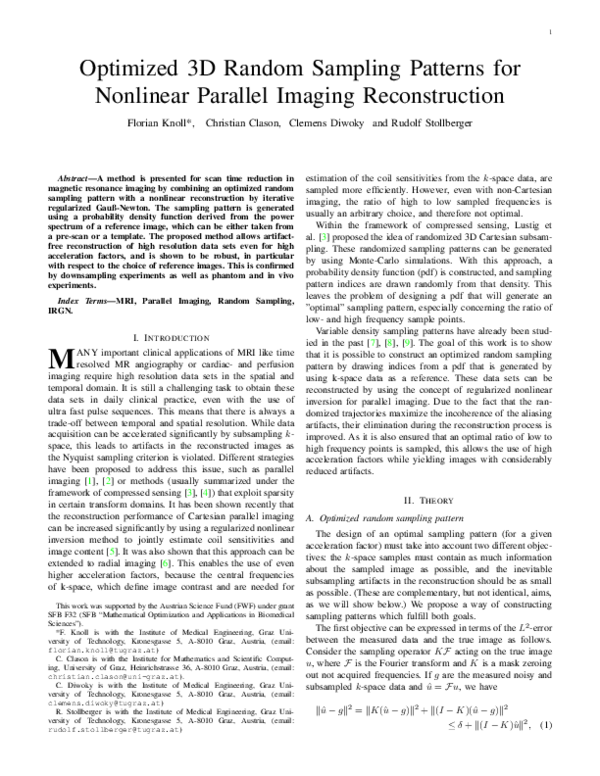(PDF) Optimized 3D Random Sampling Patterns for Nonlinear Parallel ...