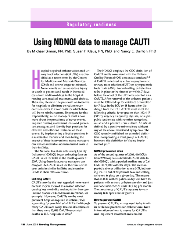 (PDF) Using NDNQI data to manage CAUTI
