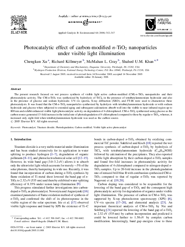 (PDF) Photocatalytic effect of carbon-modified n-TiO2 nanoparticles ...