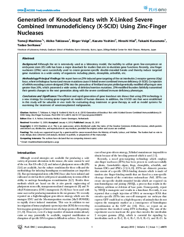 (PDF) Generation of Knockout Rats with X-Linked Severe Combined ...