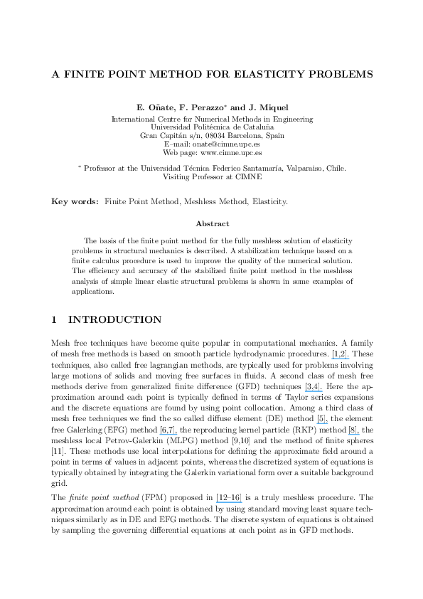 (PDF) A finite point method for elasticity problems | F. Perazzo - Academia.edu