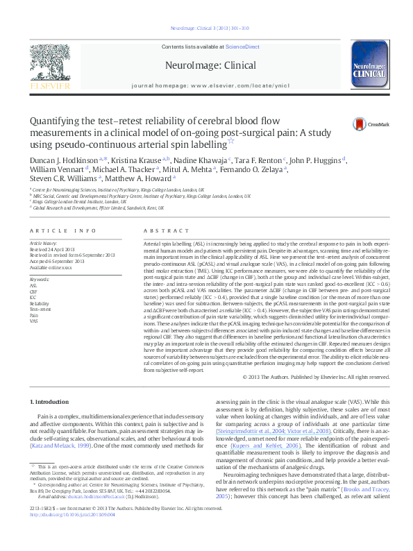 (PDF) Quantifying the test–retest reliability of cerebral blood flow ...
