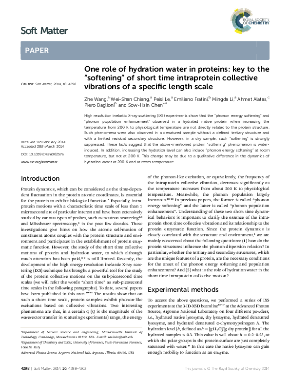 (PDF) Vibrational dynamics changes of protein hydration water across ...
