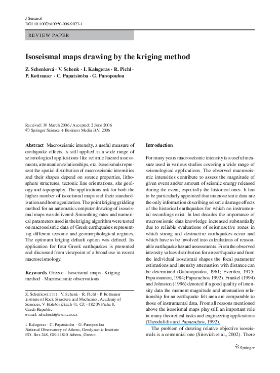 (PDF) Isoseismal maps drawing by the kriging method