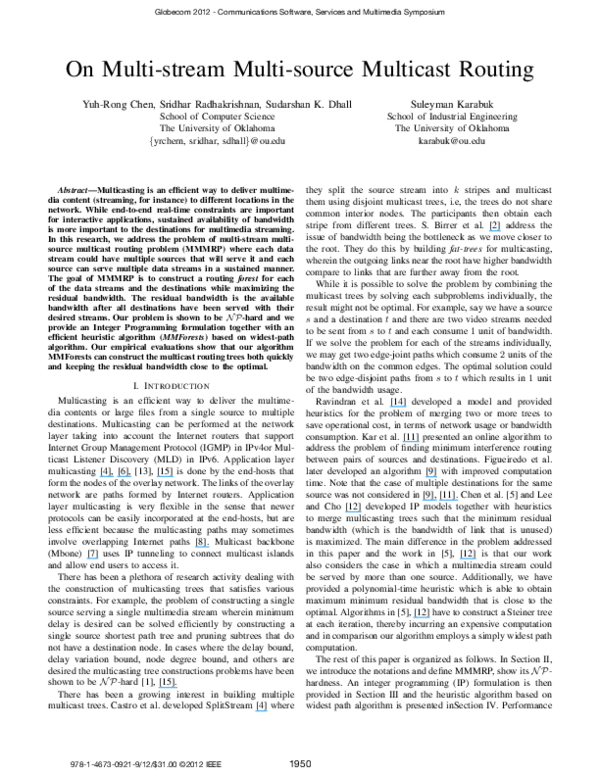 Pdf On Multi Stream Multi Source Multicast Routing