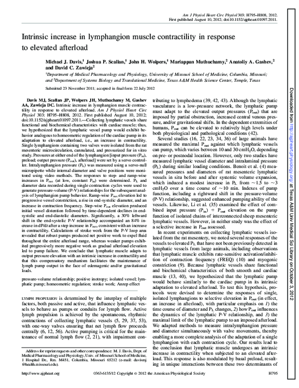 (PDF) Intrinsic increase in lymphangion muscle contractility in ...