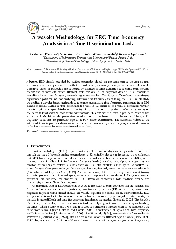 (PDF) A wavelet methodology for EEG time-frequency analysis in a time ...