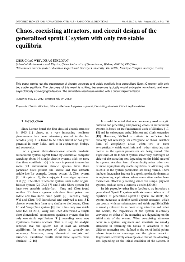 (PDF) Chaos, coexisting attractors, and circuit design of the generalized sprott C system with ...