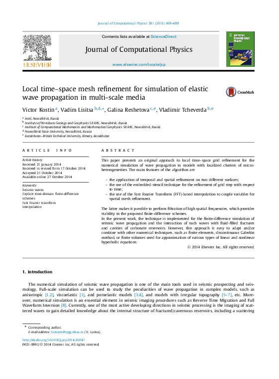 Pdf Local Timespace Mesh Refinement For Simulation Of Elastic Wave Propagation In Multi Scale