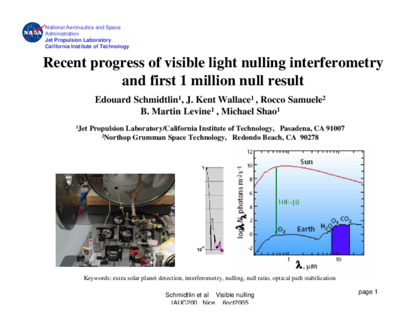 (PDF) Recent progress of visible light nulling interferometry and first ...