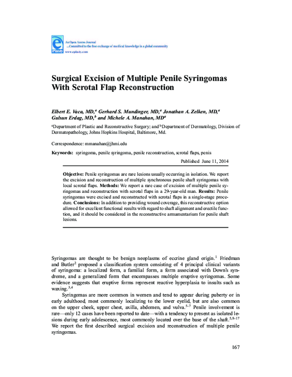 (PDF) Surgical excision of multiple penile syringomas with scrotal flap ...