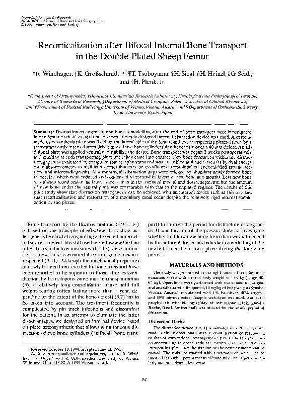(PDF) Recorticalization after bifocal internal bone transport in the ...
