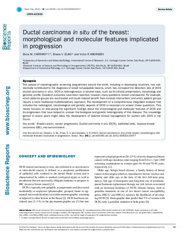 (PDF) Ductal carcinoma in situ of the breast: an update for the pathologist in the era of ...