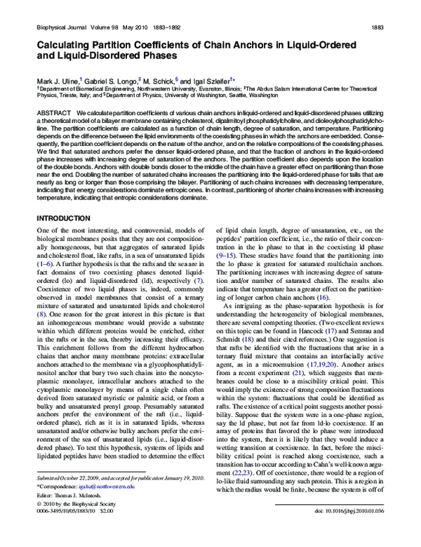 (PDF) Calculating Partition Coefficients of Chain Anchors in Liquid ...