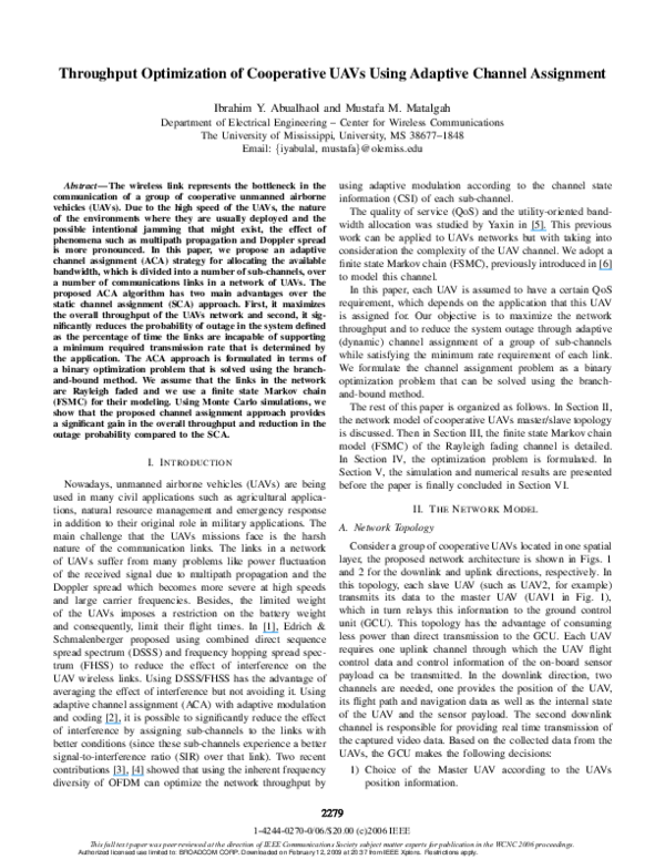 (PDF) Throughput optimization of cooperative UAVs using adaptive channel assignment