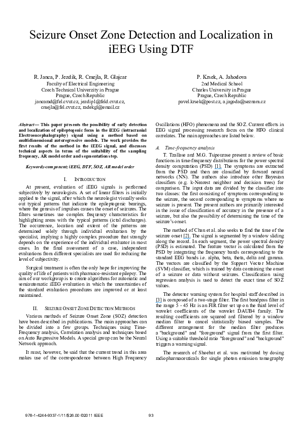 Pdf Seizure Onset Zone Detection And Localization In Ieeg Using Dtf