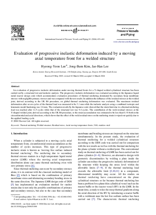 Pdf Evaluation Of Progressive Inelastic Deformation Induced By A Moving Axial Temperature