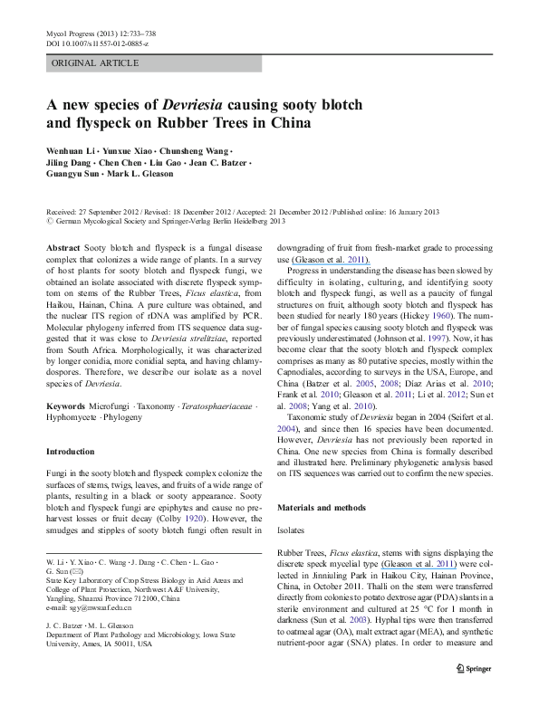 (PDF) A new species of Devriesia causing sooty blotch and flyspeck on ...