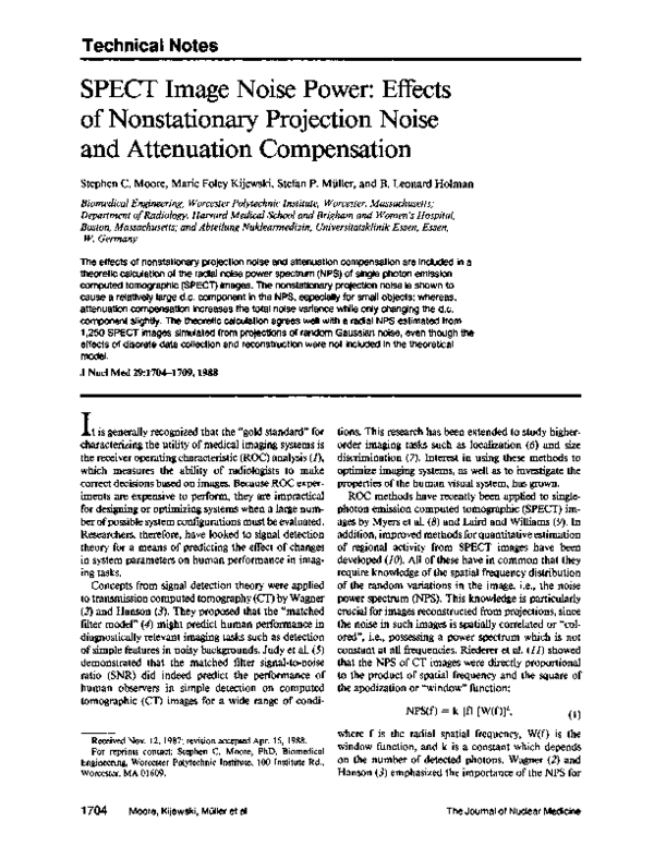 (PDF) SPECT image noise power: effects of nonstationary projection ...