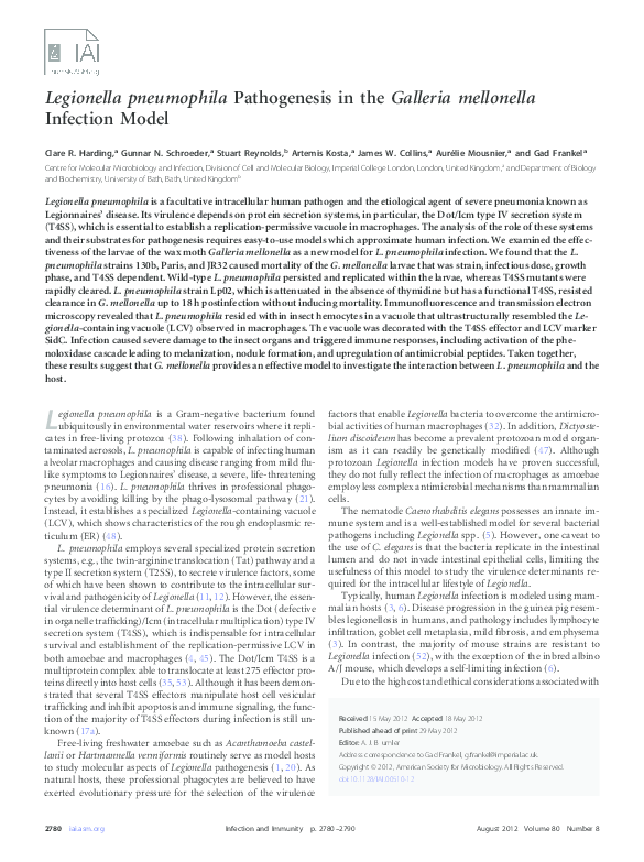 (PDF) Legionella pneumophila Pathogenesis in the Galleria mellonella ...