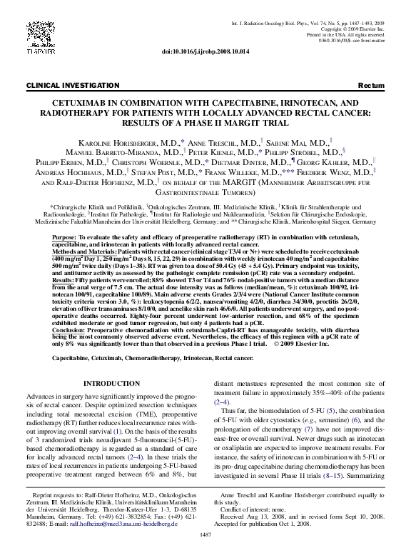 (PDF) Cetuximab in Combination With Capecitabine, Irinotecan, and Radiotherapy for Patients With ...