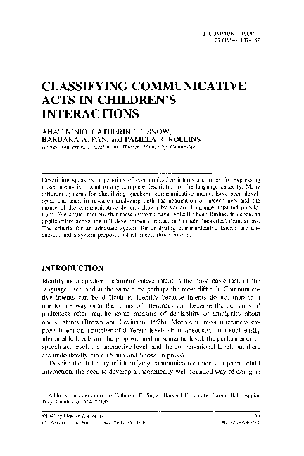 (PDF) Classifying communicative acts in children's interactions