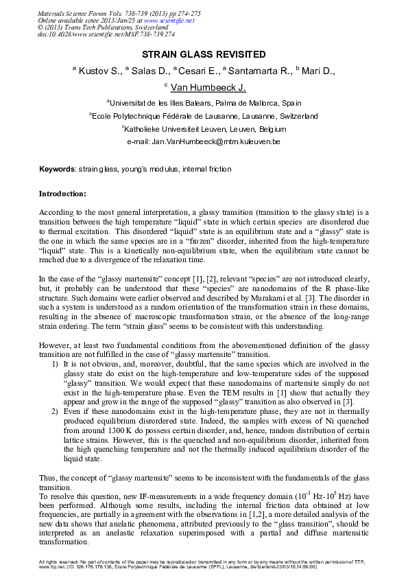 (PDF) Strain-Glass Revisited